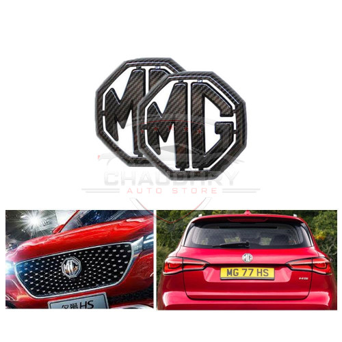 MG HS Front and Rear Monogram Carbon Fiber Black 2 Pcs - Model 2020 ...