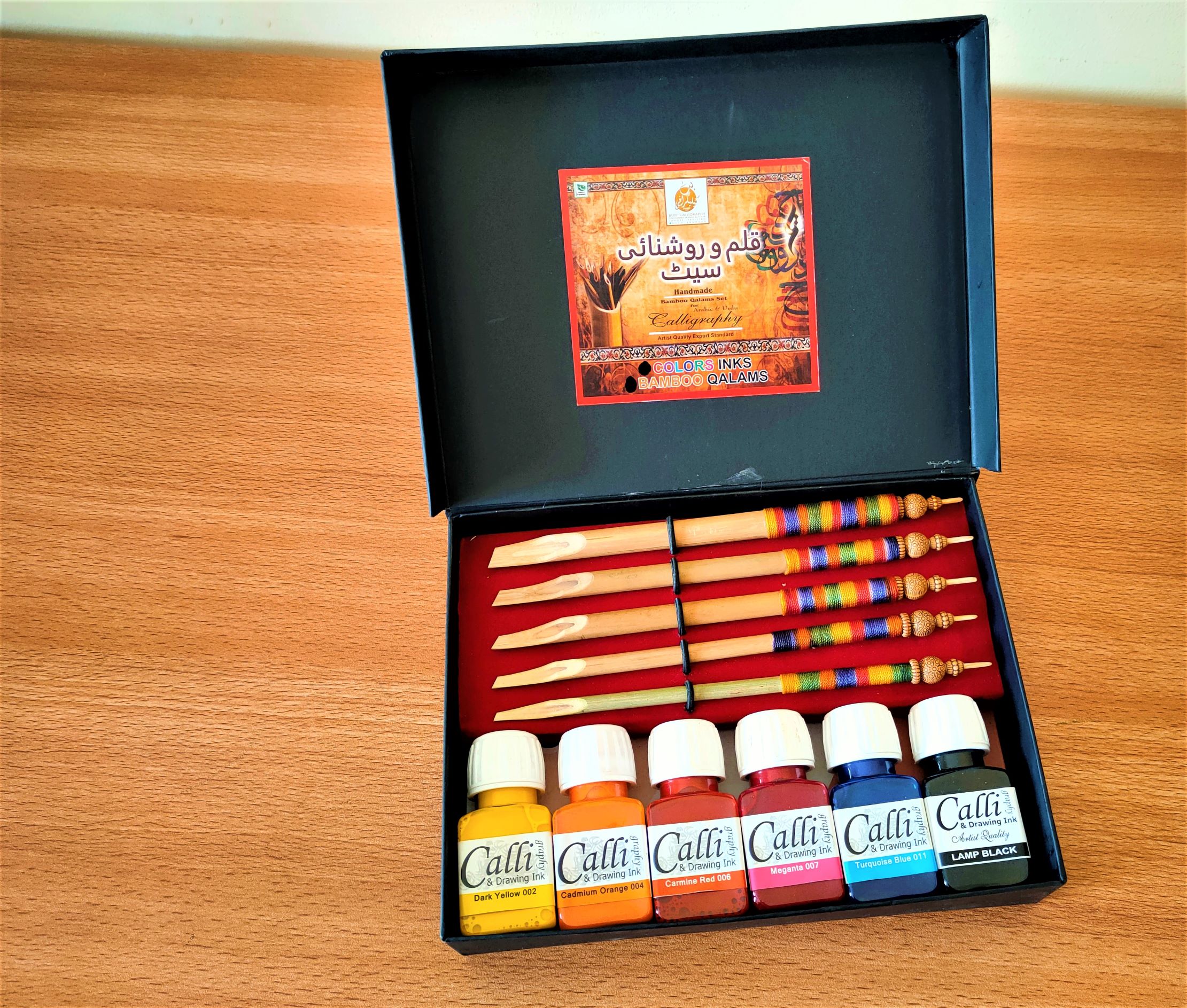 Bamboo Calligraphy Qalam and Ink Set Gift Box | Daraz.pk