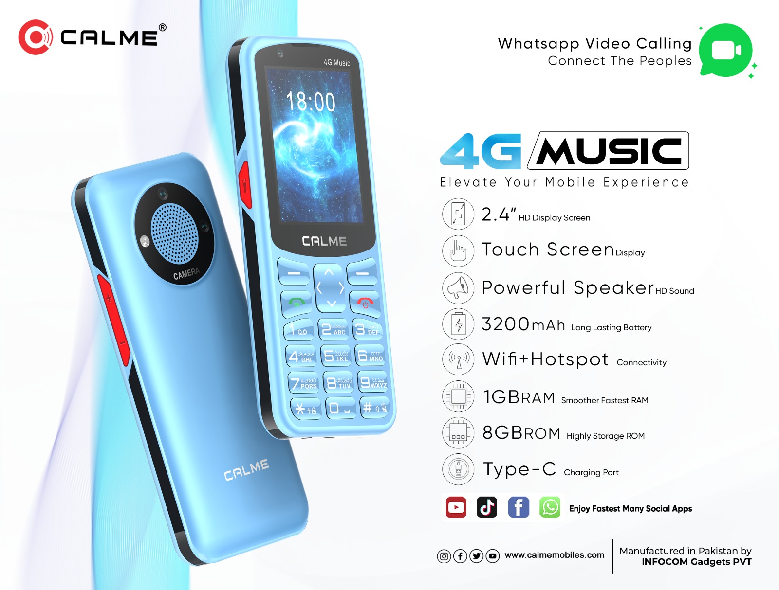 Best Price! Calme 4G Music - Dual Sim 4G - PTA Approved - 2.4 Inch ...