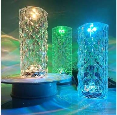 Crystal Diamond Table Lamp || 16Colors Rechargeable Crystal Lamp ...