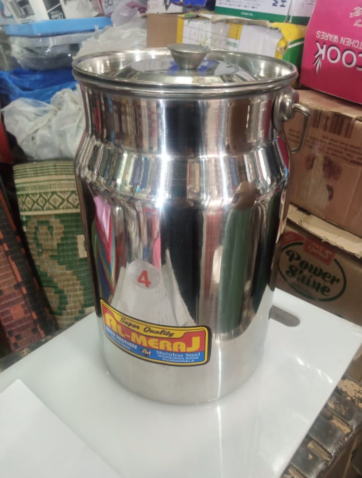 Milk and Oil Can Bucket and Canister Stainless Steel with Handle Ghee ...