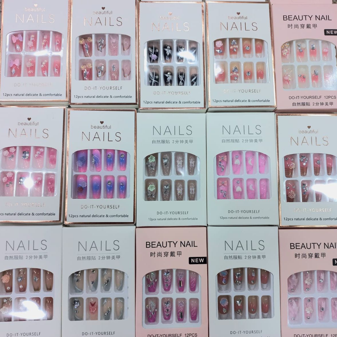 12pc Artificial Fake Nails New Stylish Fancy Bridal Nails Set With Nail ...