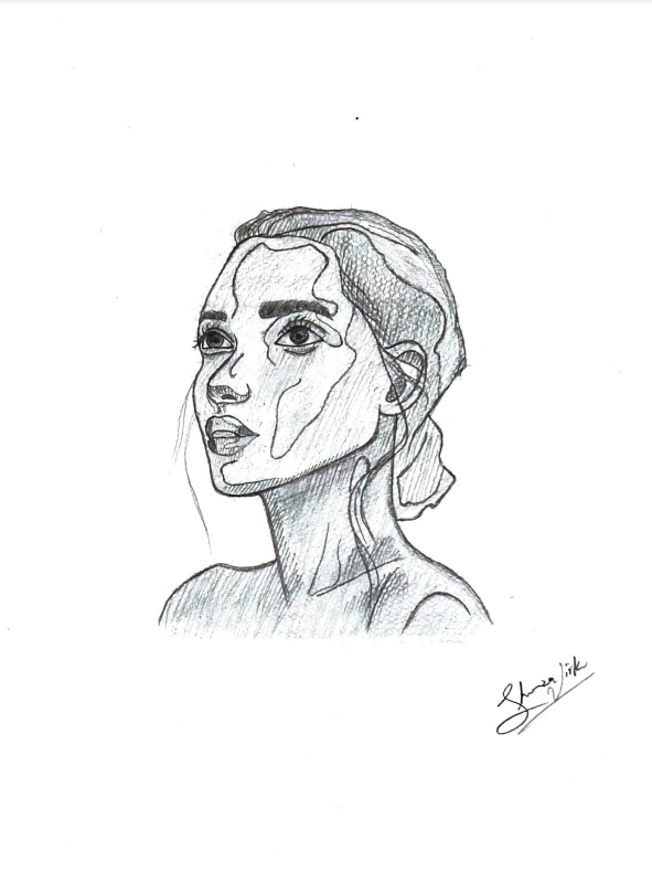 Hand drawn drawing with black raw pencil on paper, fine paper, for ...