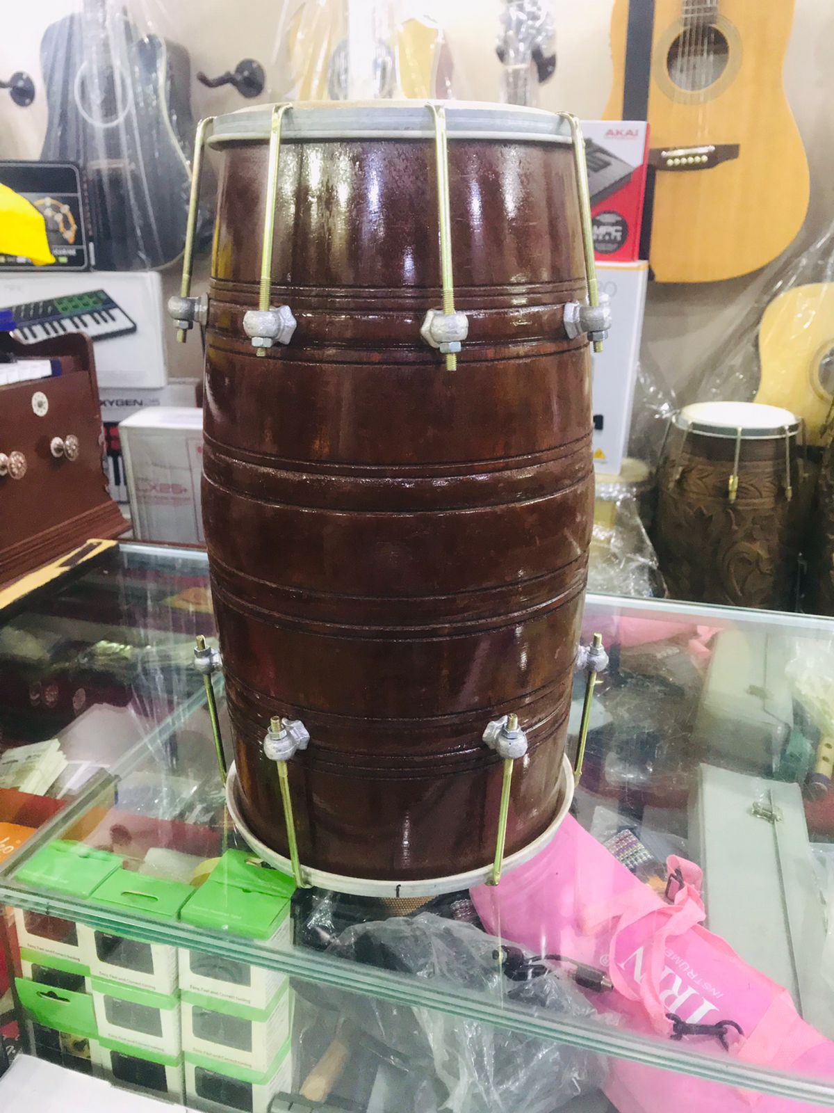 1pcs 17 inch long sheesham Wooden dholak wedding drum, Bolt-tuned, dhol ...