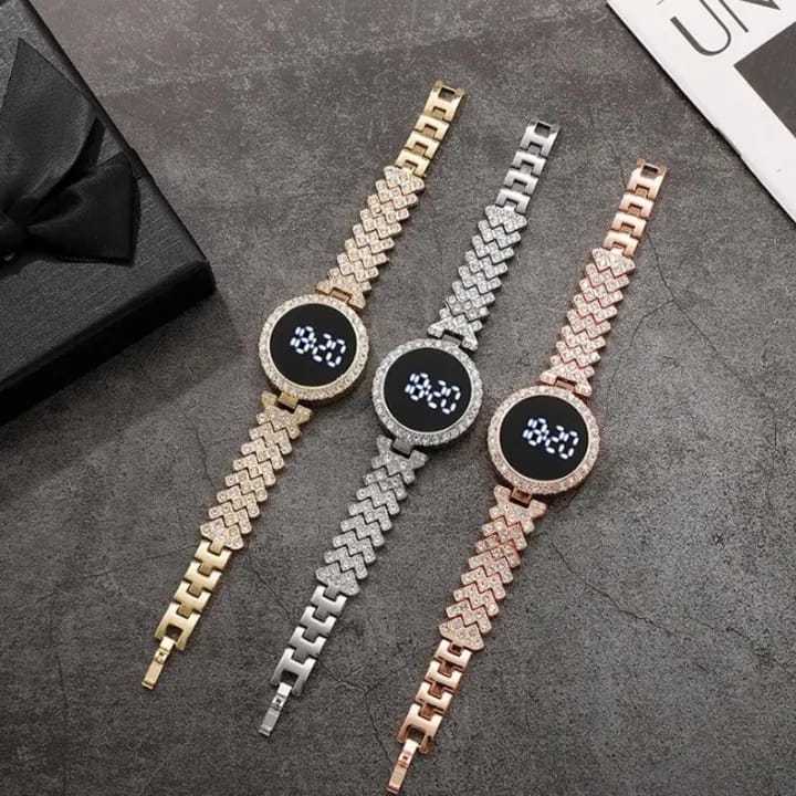 Digital LED Diamond Crystal Watch for Women Girls| Round Dial Latest ...