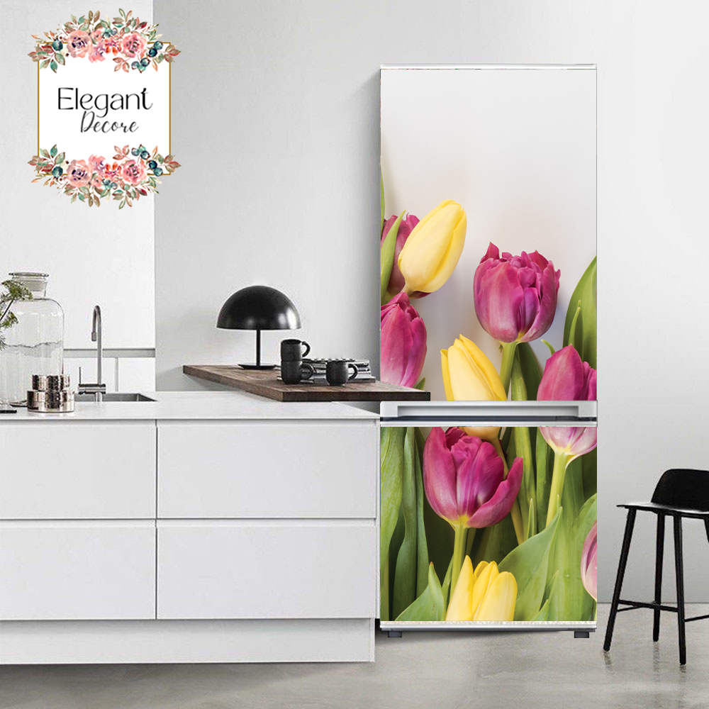 Elegant Floral Love Fridge Stickers, Door Wrap, Self-adhesive ...