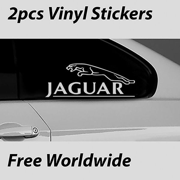 2Pcs (1Pair) Jaguar Logo Vinyl Stickers Car Window Vinyl Bumper Sticker ...