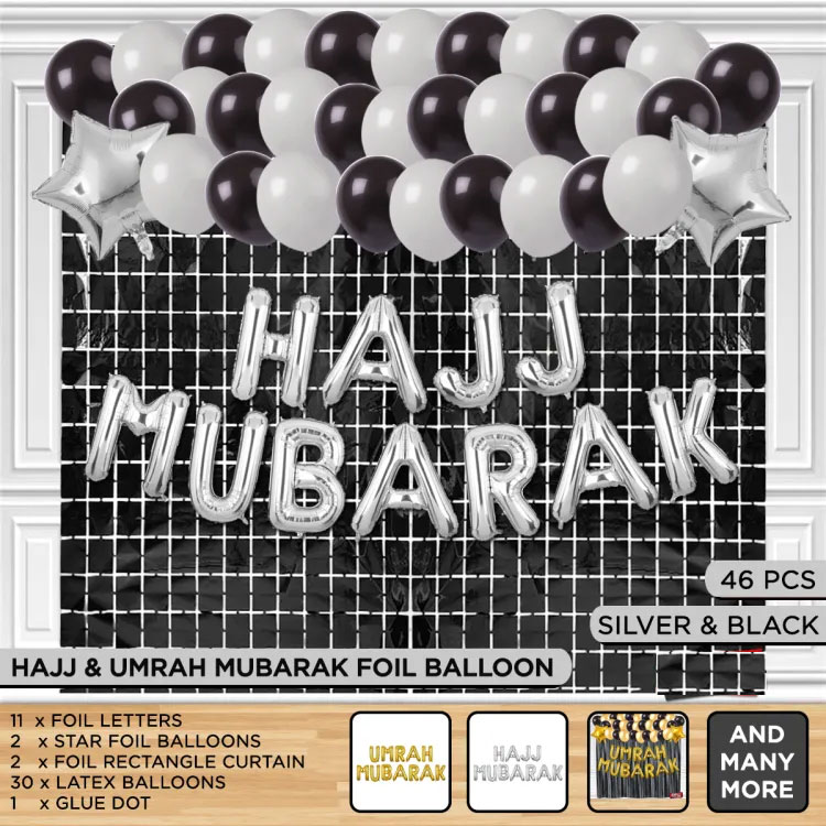 Hajj Mubarak & Umrah Mubarak Banner Muslim Islamic Decorations Foil ...