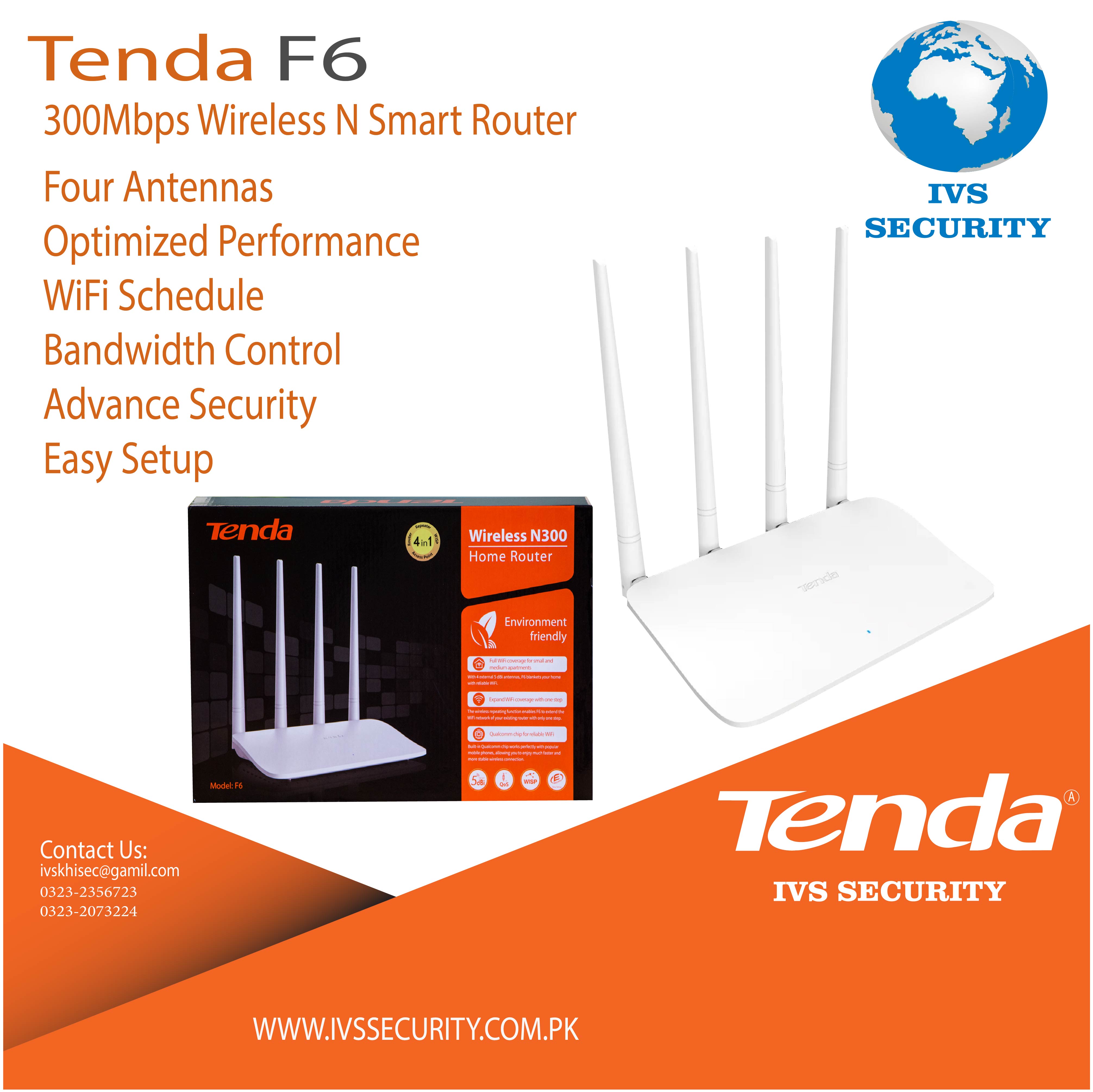F6 Tenda 300MBPS QUAD ANTENNA WIRELESS ROUTER | Daraz.pk