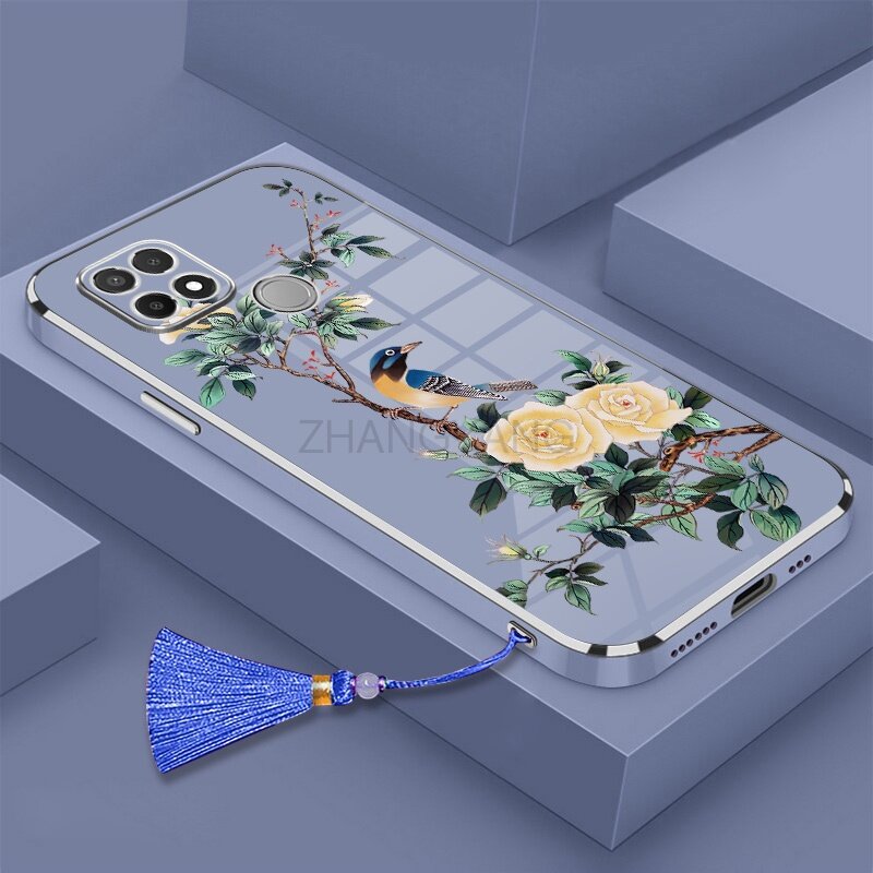 casing oppo a15 a15s phone case Electroplated Plating silicone bird ...