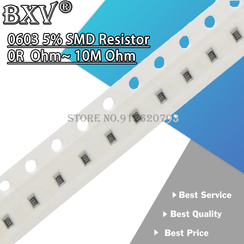 100PCS 0603 5% SMD Resistor 0R ~ 10M 1/10W 0 1 10 100 150 220 330 470 ...