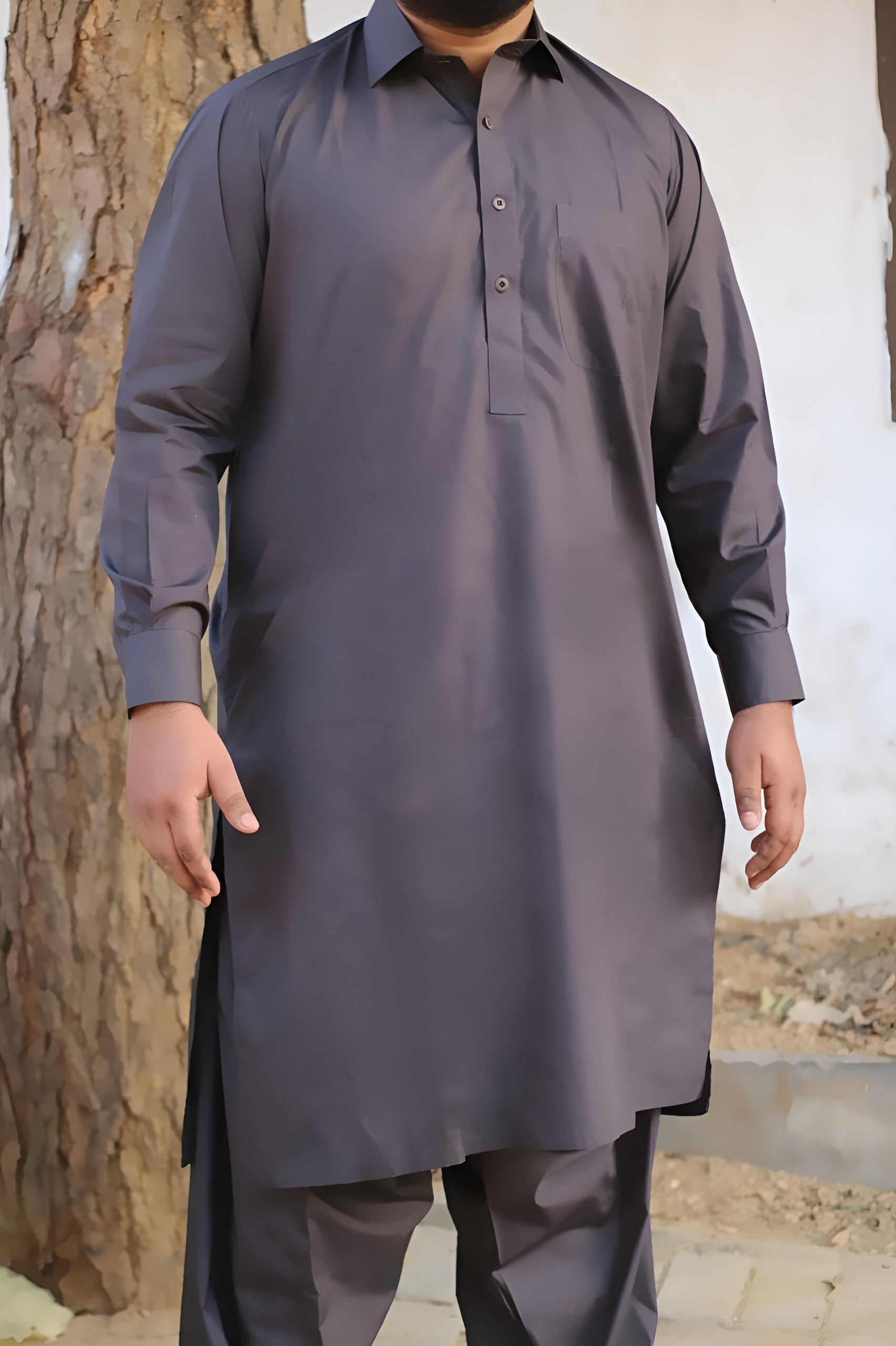 Xchange Dark Charcol Black Kameez Shalwar American Satin Premium Stuff | Daraz.pk