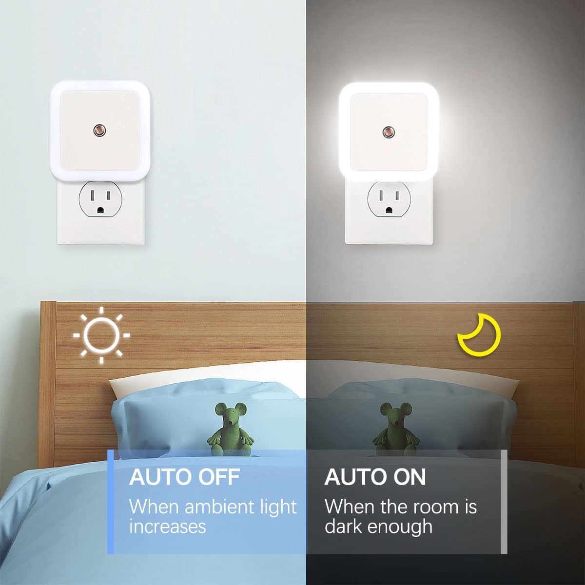 Night Light LED with Smart Auto On and Off Ambient Sensor, Nightlight ...