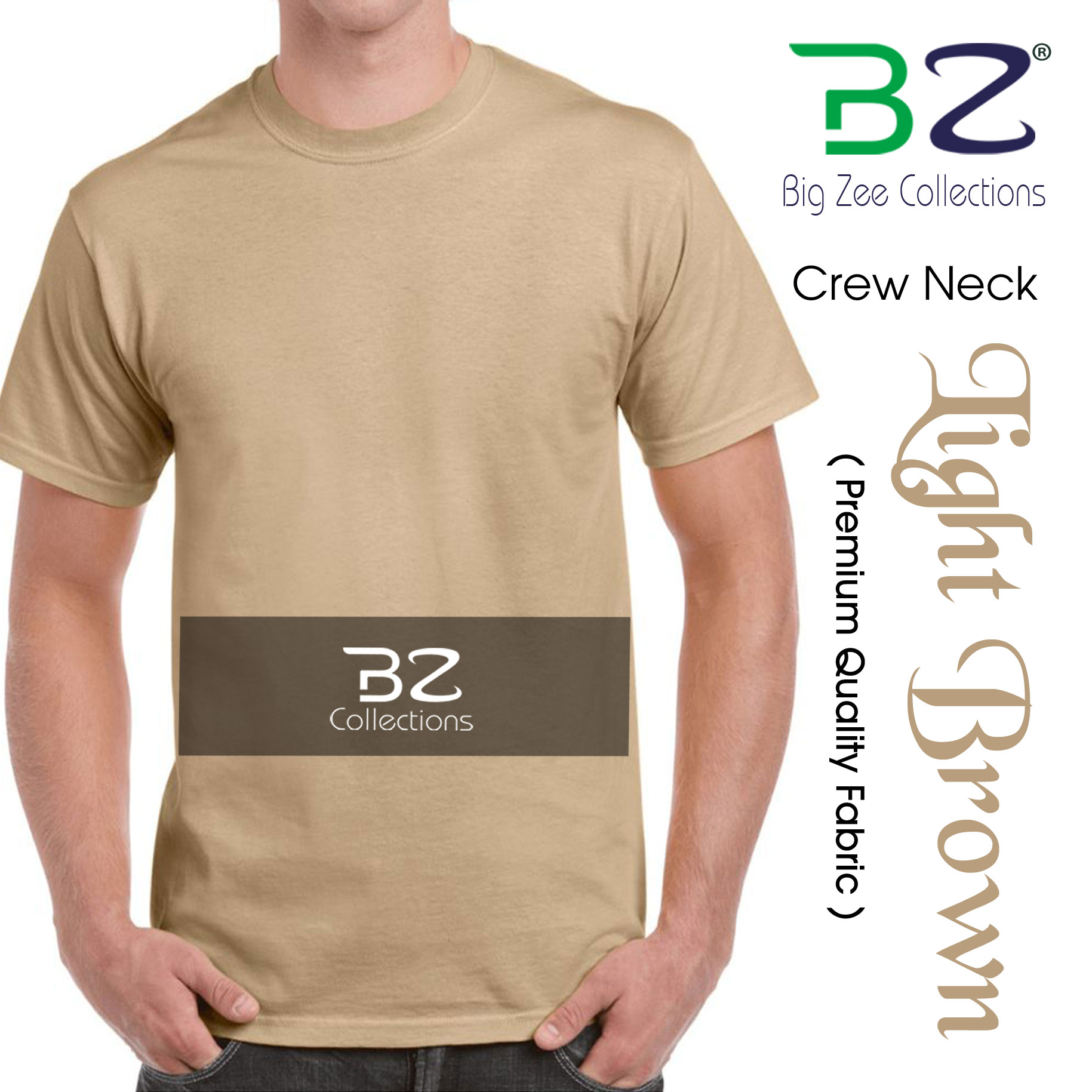 Light Brown T Shirt (Premium Quality) Plain Round Neck by Big Zee ...