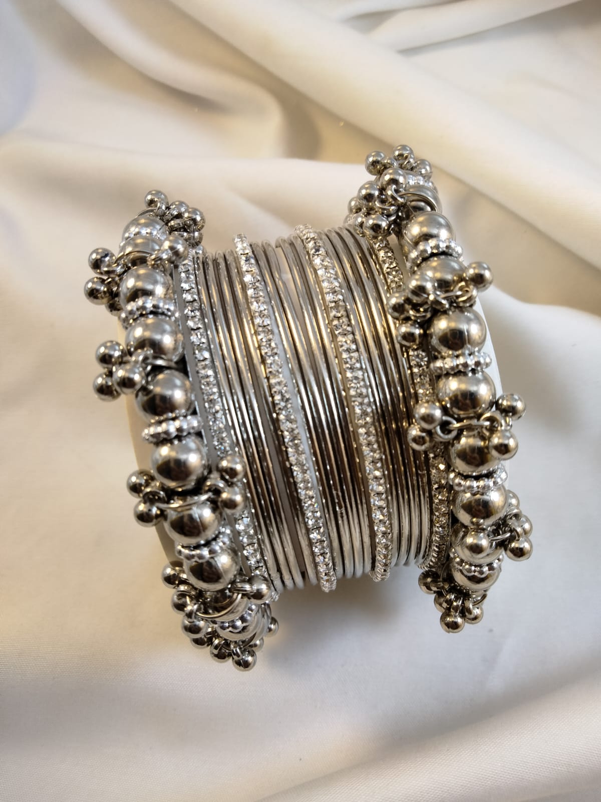 Steel Metal Bangles Set With Nagina Chori | Daraz.pk