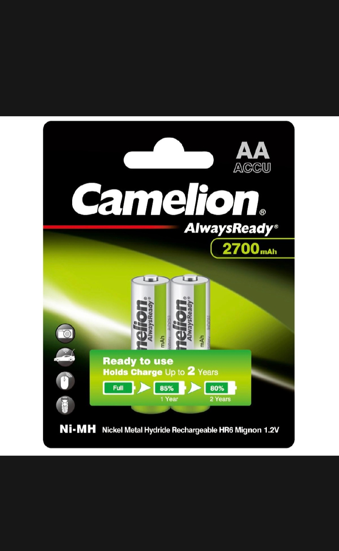 Camelion Rechargeable AA Battery Cell, 2700mAh, camelion AA, camelion ...