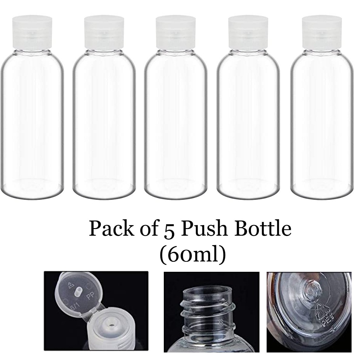 Empty Plastic Push Bottle 60ml / Empty Bottles for Hair Oil / Lotion ...