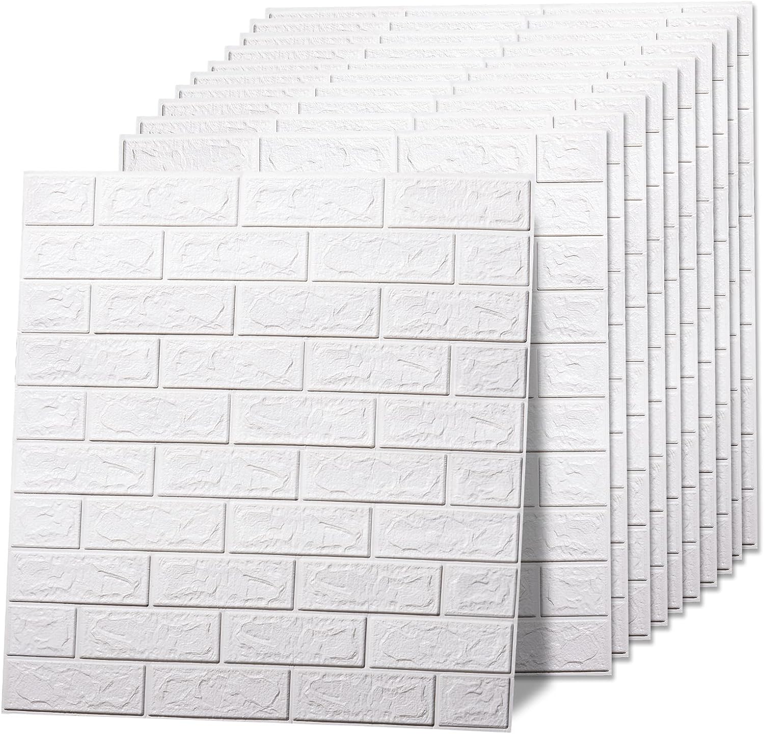 3D Wall Panels Peel And Stick Self-adhesive Foam Stone Textured White ...