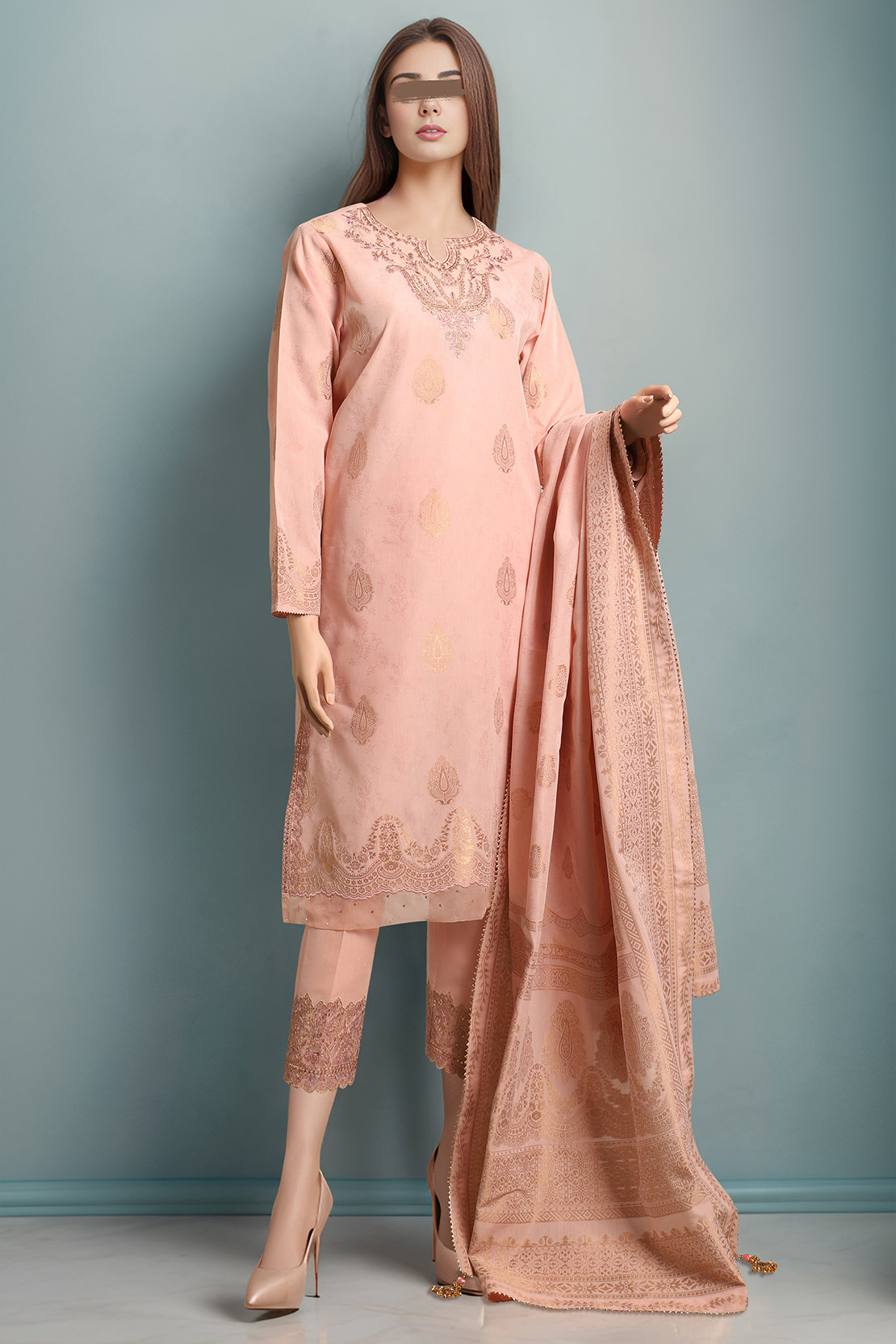 Saya Unstitched Embroidered Jacquard Cotton 3 Piece Suit For Women and ...