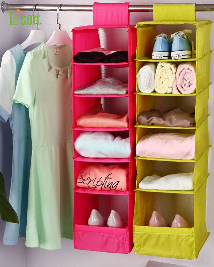 Closet Organizer Hanging Storage Bag Wardrobe Cloth Organizer 5/6 ...