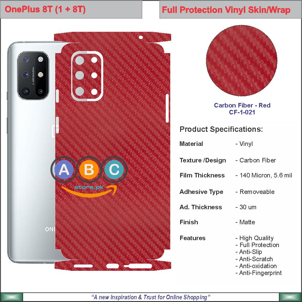 OnePlus 8T, Full Back Protection Sheet with Four Sides Vinyl Skin/Wrap ...