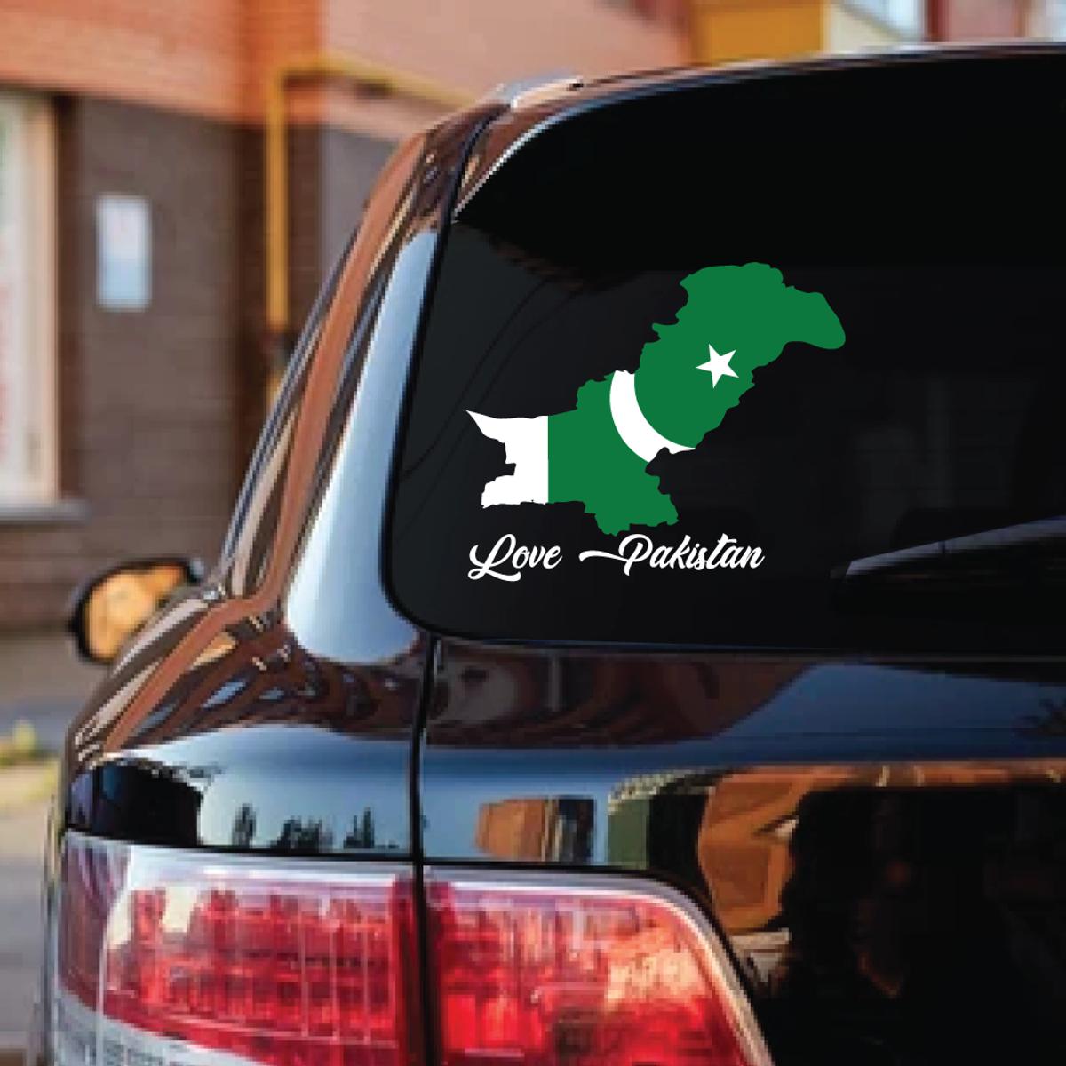 Flag Love Pakistan Sticker For Car Size 10x10 inch | Daraz.pk