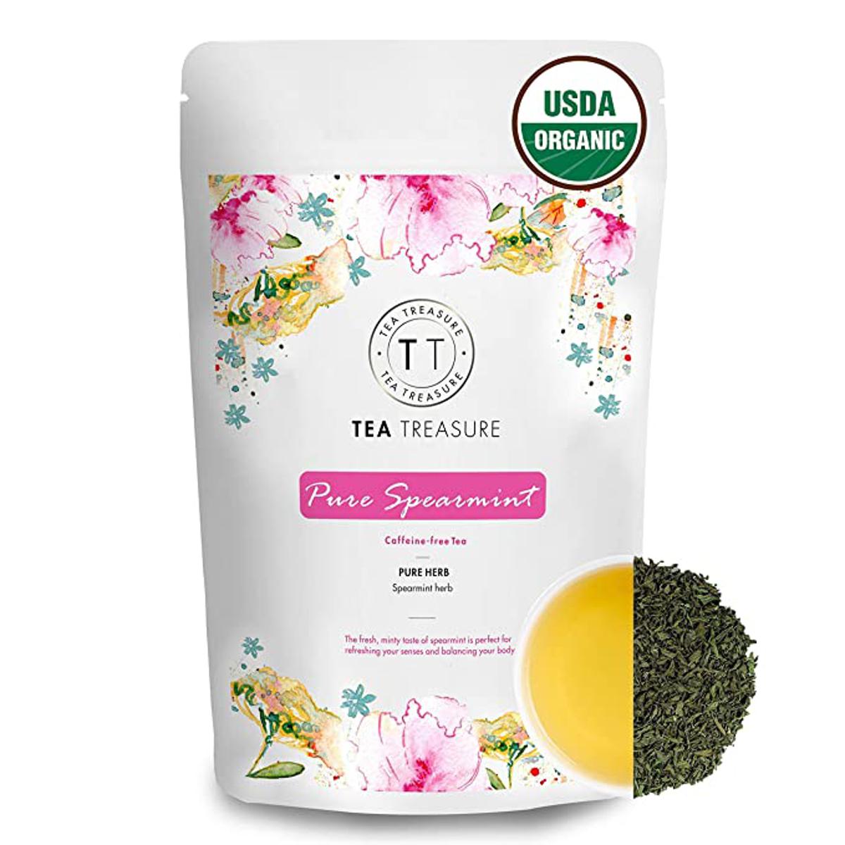 Tea Treasure USDA Organic Spearmint Herbal Tea for PCOD & PCOS, Cure ...