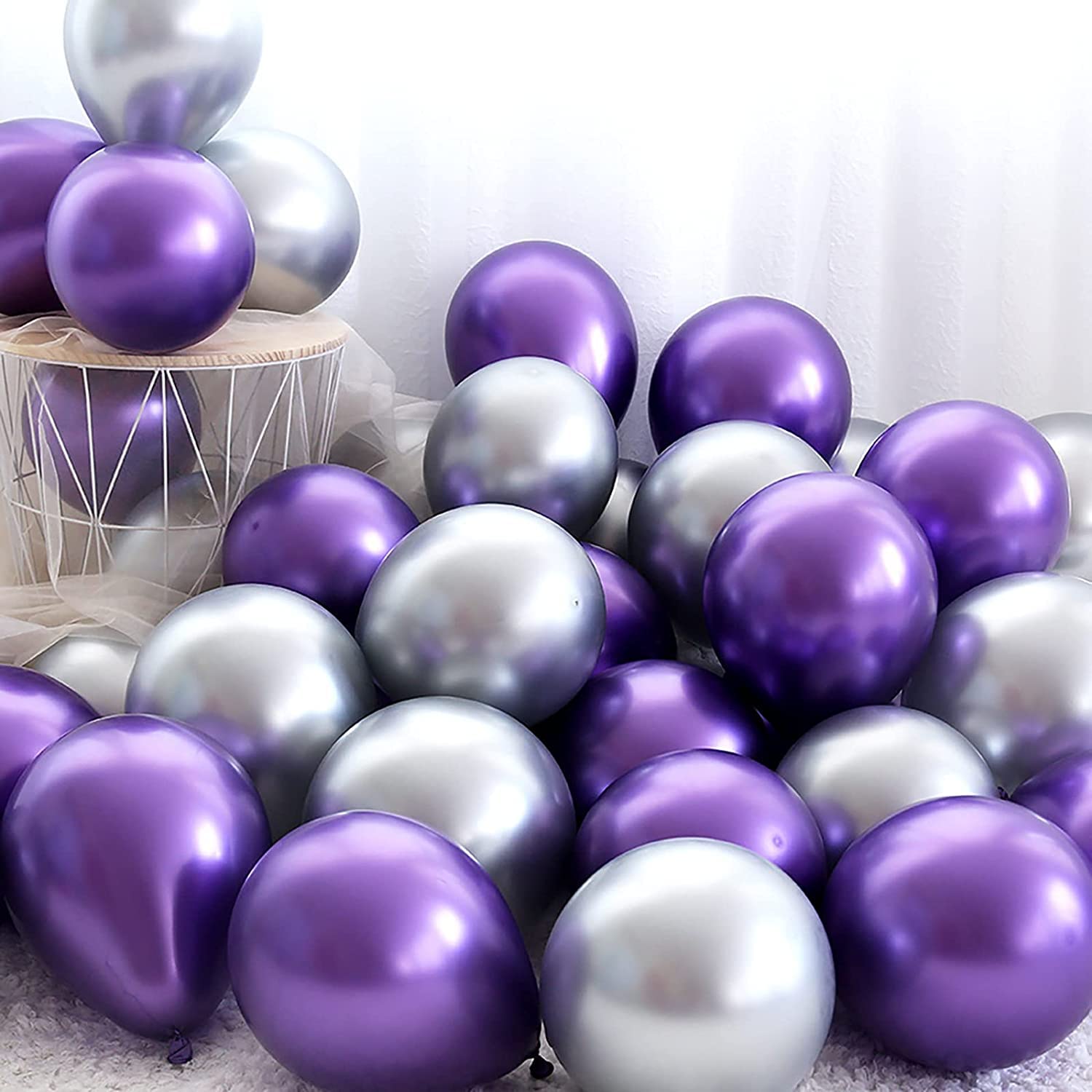 Pack of 30 Latex Balloons for Birthday Metallic Chrome Balloons for ...