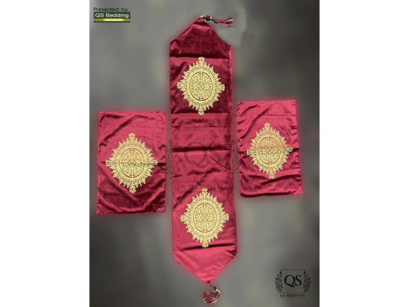 Table Runner Mats and Velvet Fabric laser cutting with moti and border ...