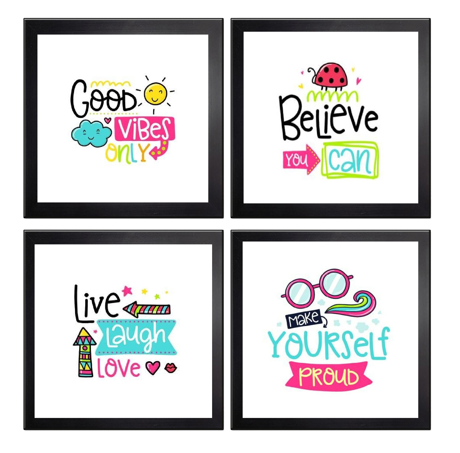 Pack of 4 Motivational Quotes, Customized Glass front Photo Frame, 5x5 ...