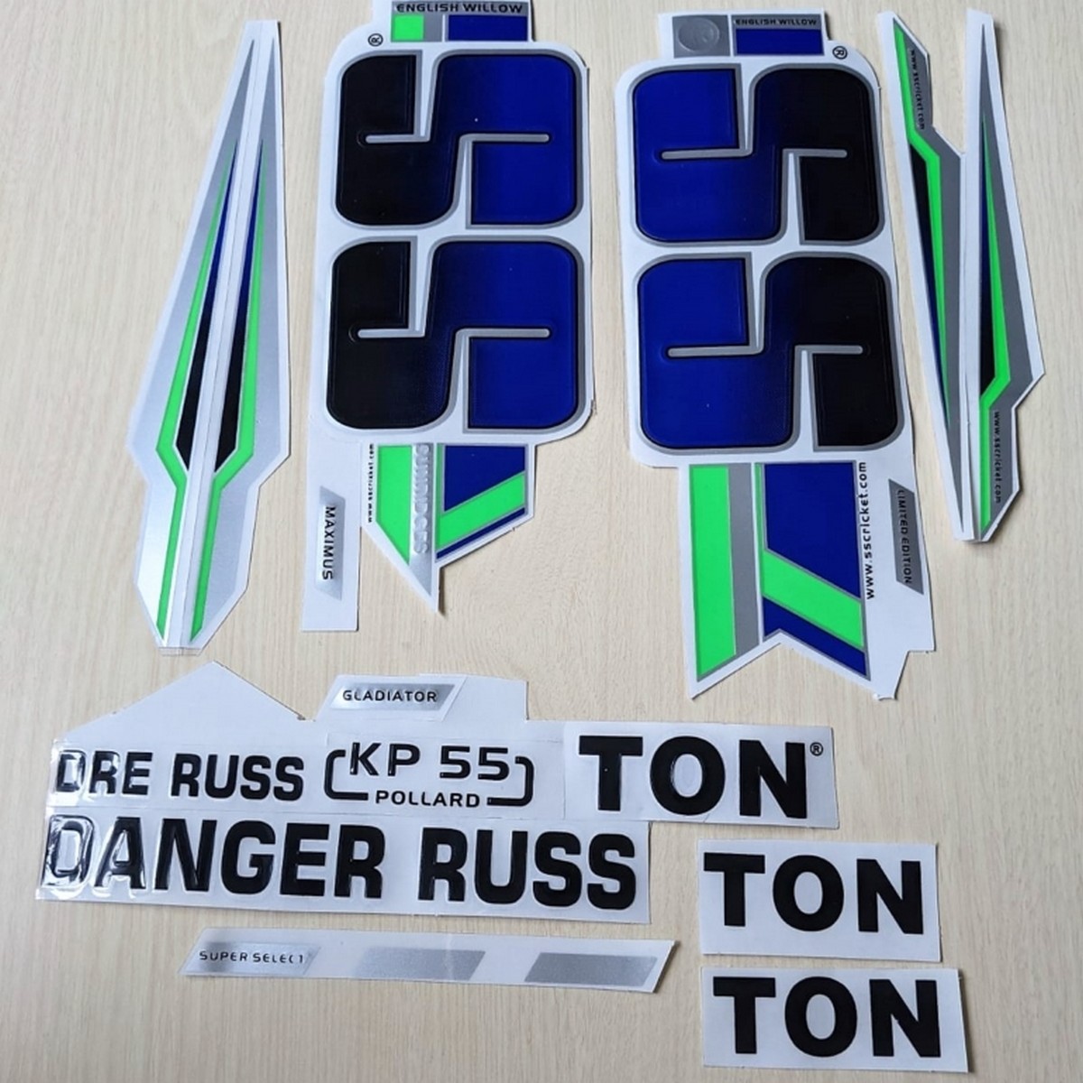 [2D] K.P Edition SS Cricket Bat Stickers BLUE [2D] FLAT BAT STICKER ...