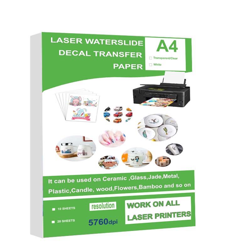 10 Sheets DIY A4 Inkjet Waterslide Decal Transfer Paper White Clear ...