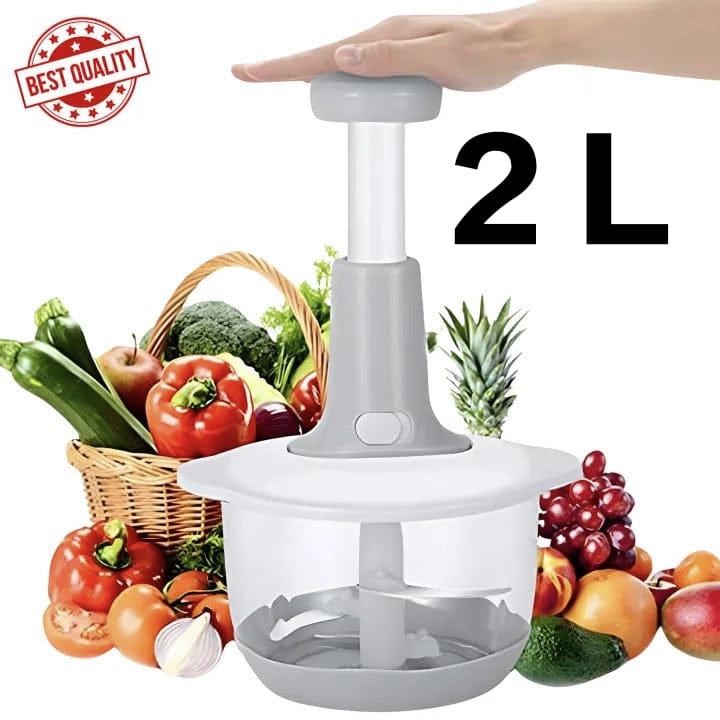 Manual Stainless Steel Multifunctional 2L Hand Push Chopper – 4 Curved ...