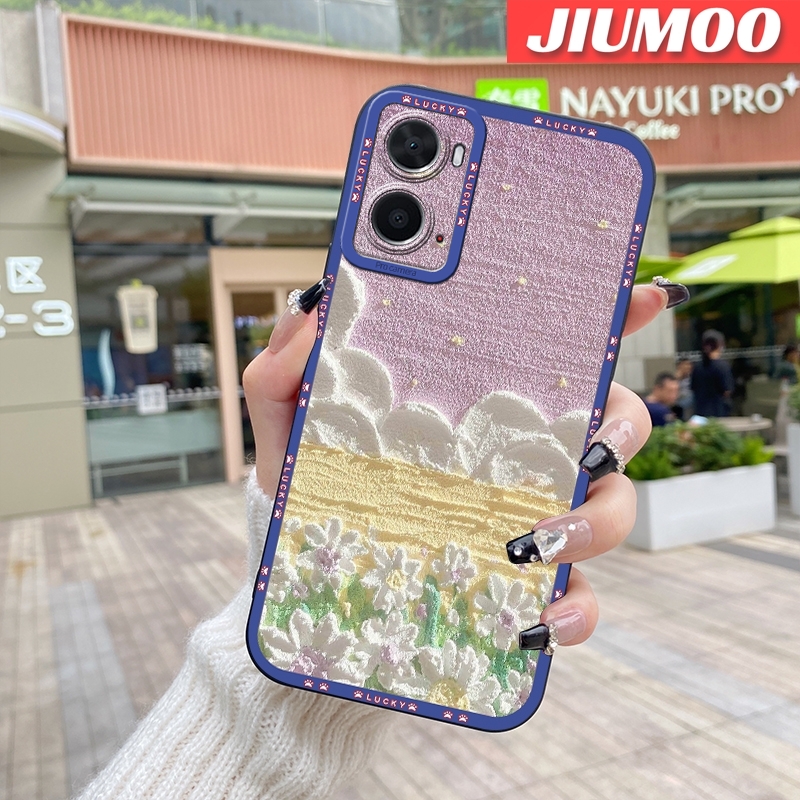 JIUMOO Case For OPPO A96 Case Oil Painting Beautiful Starry Sky Thin ...