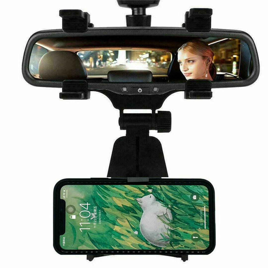 Car Mobile Phone Holder Rotatable Adjustable Car Rear View Mirror Phone ...