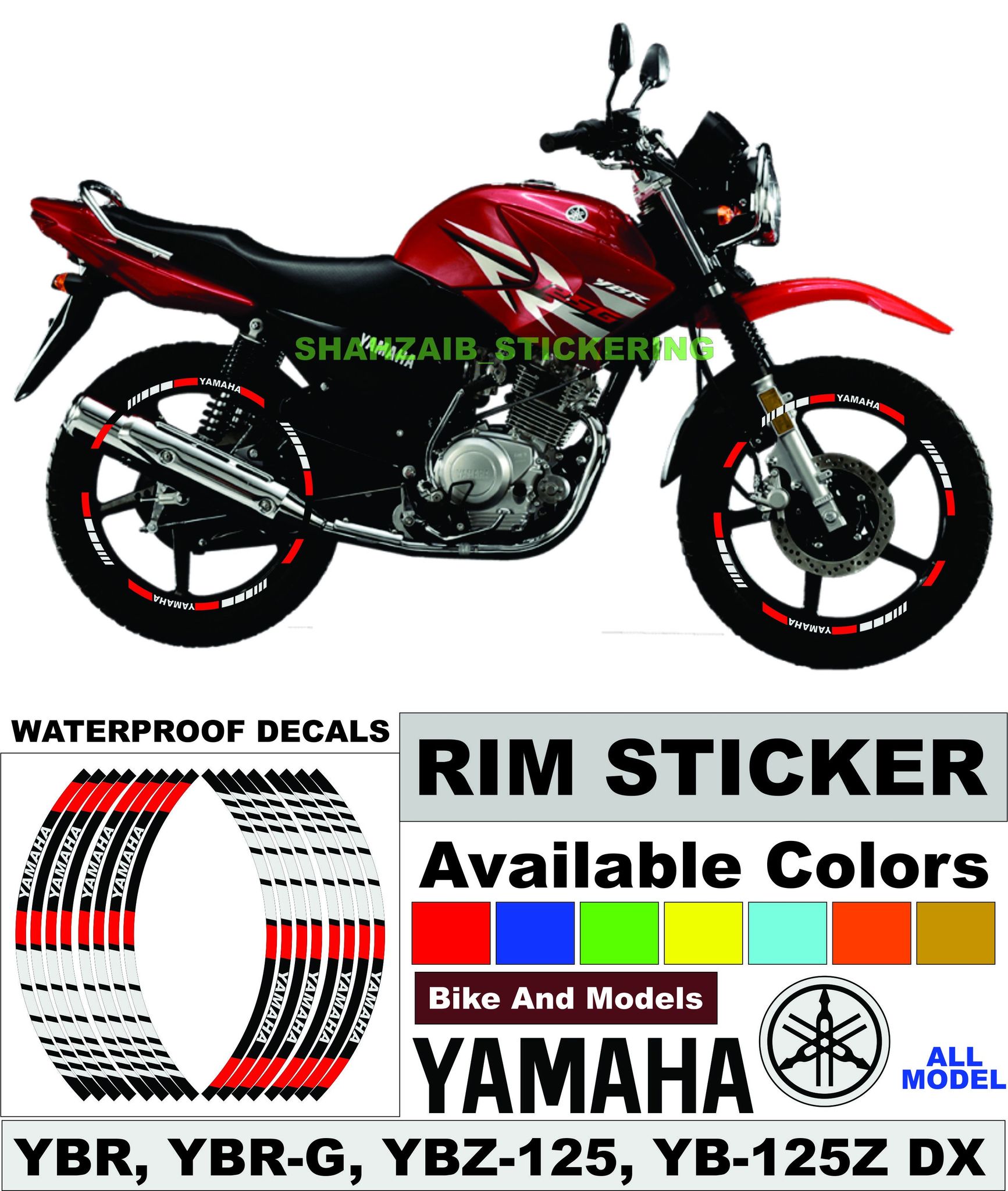Wheel Stickers for YAMAHA YBR, YBR-G Rim Reflector Tape Motorcycle ...