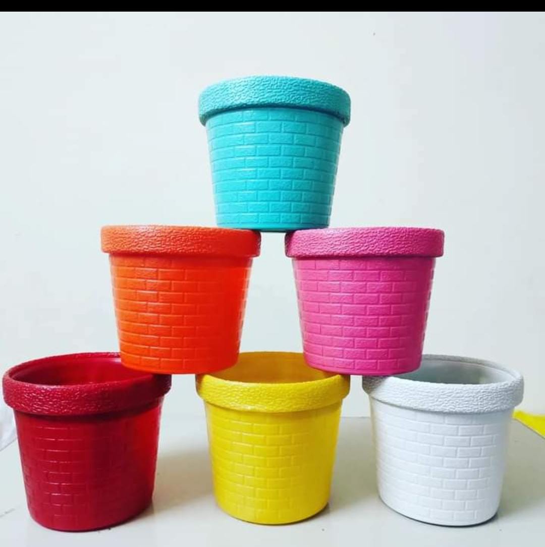 Colorful Fancy Fiber Pot 8inch - Pack of 1,2,3,4,5,6,10 | Daraz.pk