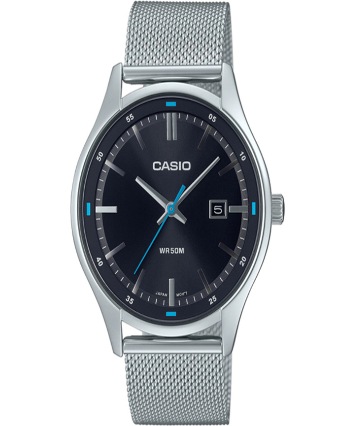 CASIO BLACK DIAL WITH DATE & MESH STEEL BRACELET MEN'S WATCH - MTP ...