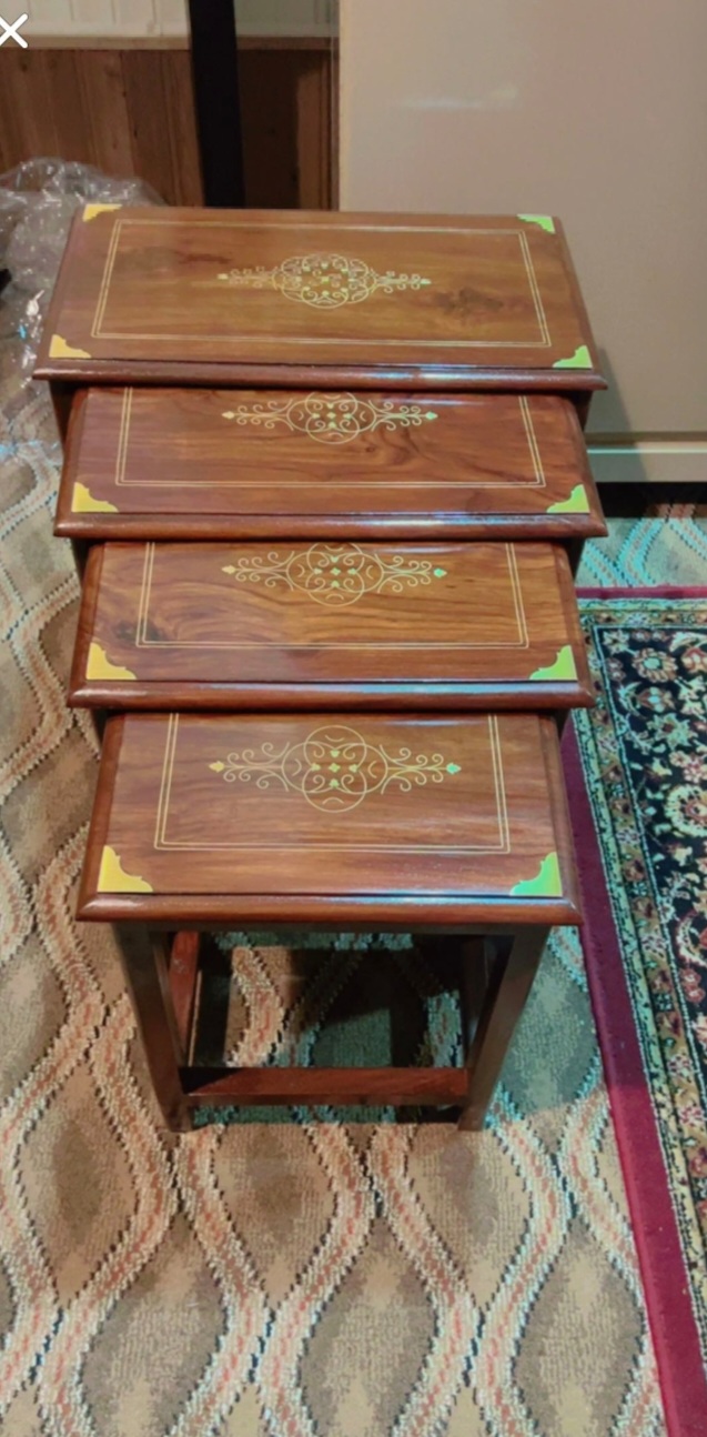 Chinyoti Solid Sheesham Wood Table Set Of 4(Coffee table Serving table ...