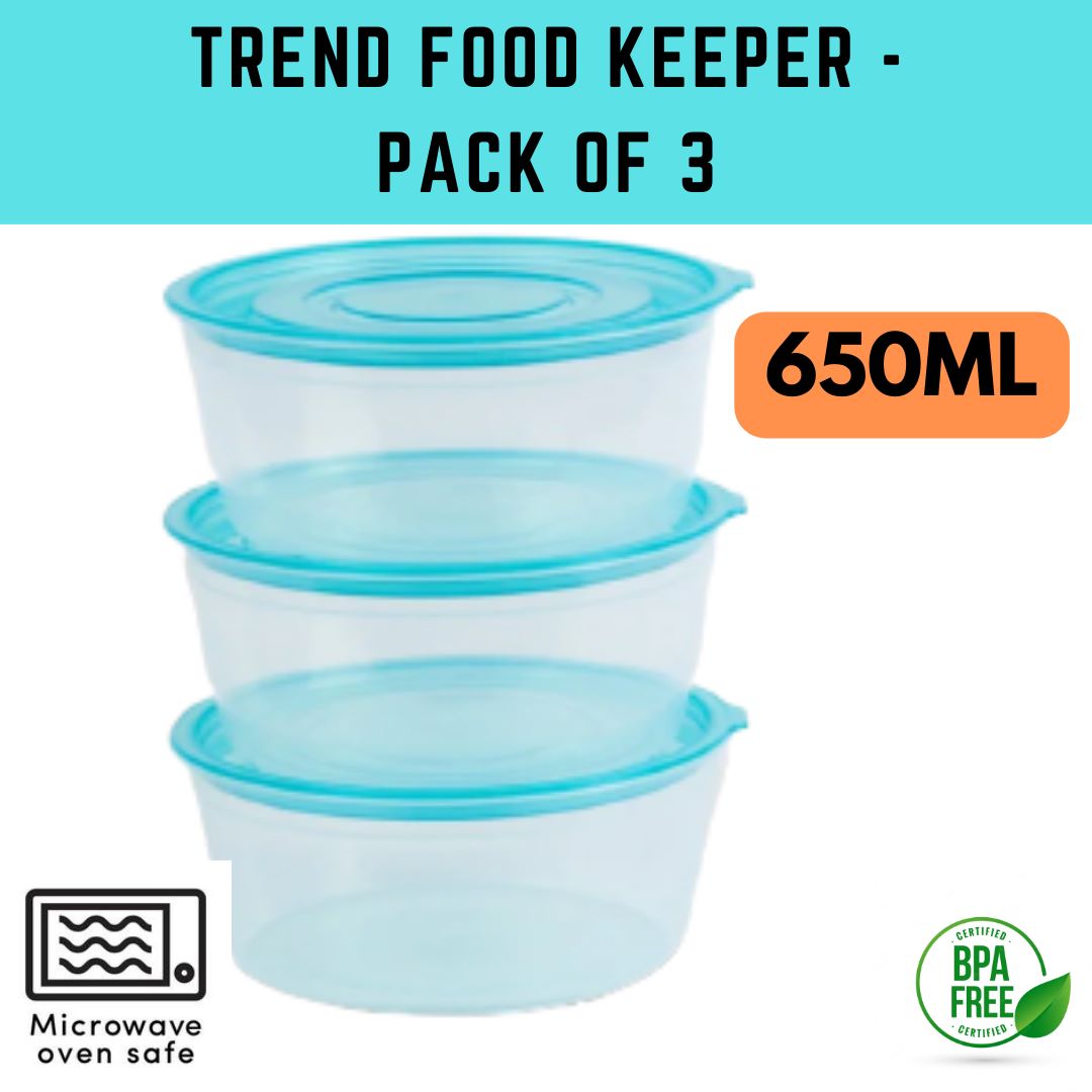 Pack of 3 ( 650ml) Air Tight Food Container, Airtight Kitchen Storage Boxes, Airtight Storage ...