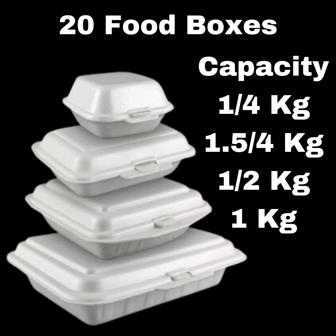 20 Disposable Foam Food Box Container For Snack/Biryani/Food ...