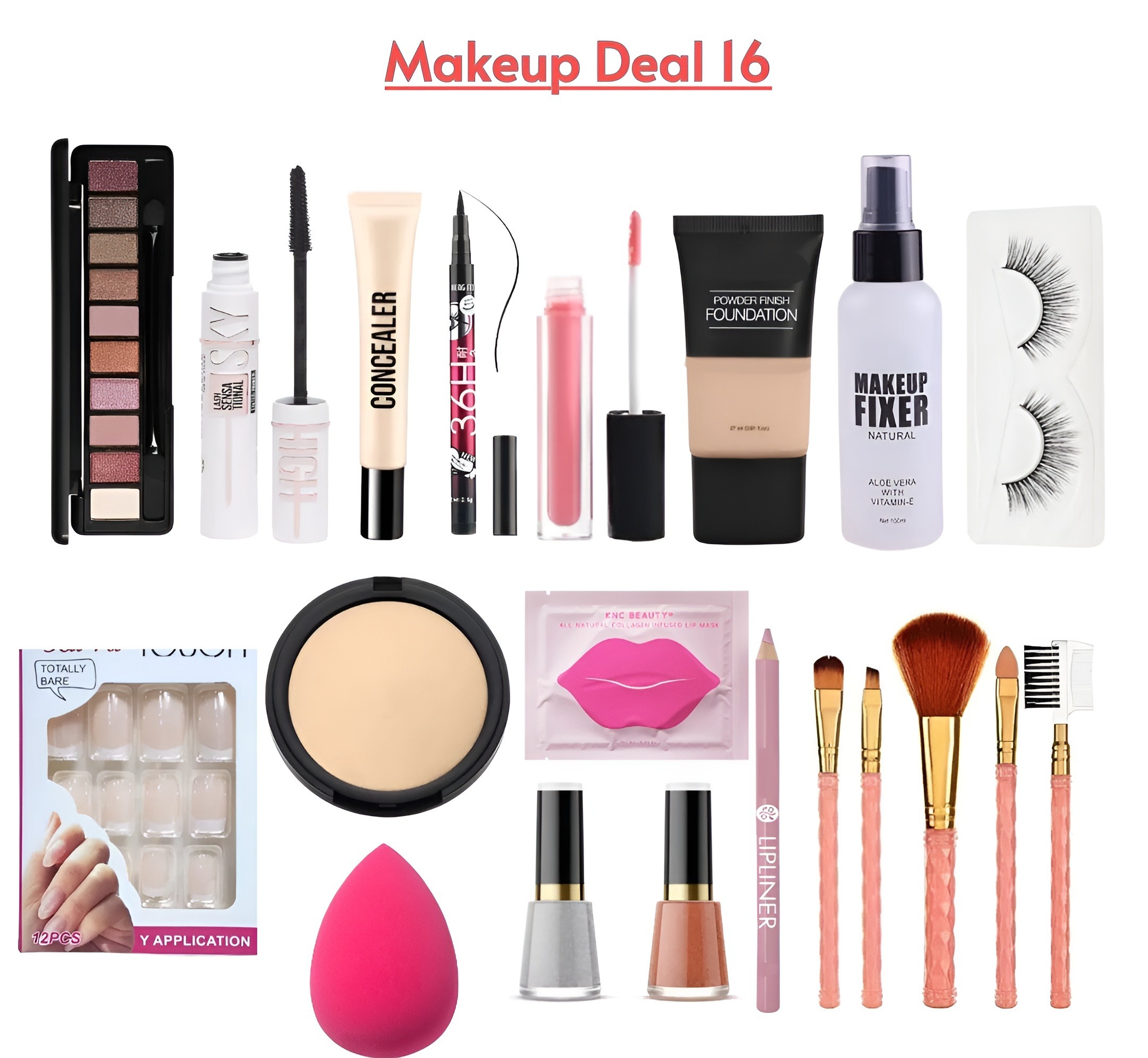 Pack of 16 Wending Makeup Deals Of Eyeshadow + Concealer +Gloss+ ...