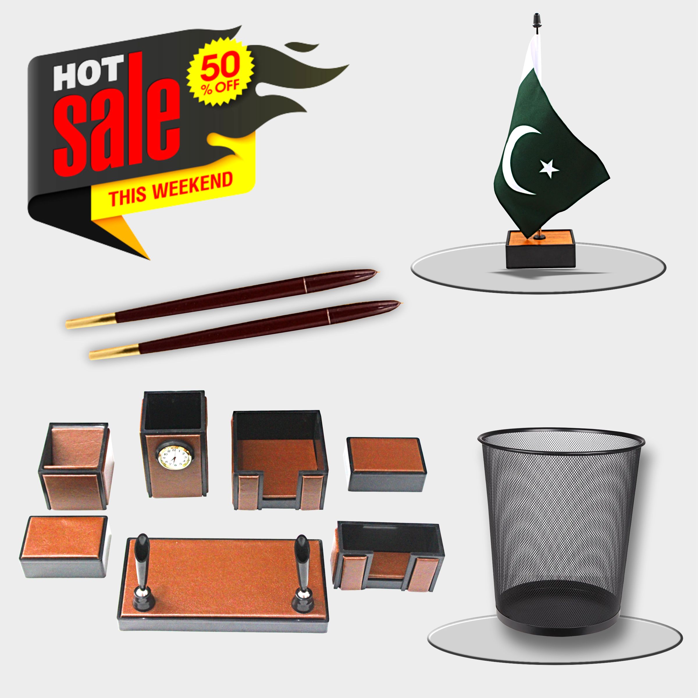 Wooden Desk Organizer, Wooden Office Desk Organizer Set, Office ...