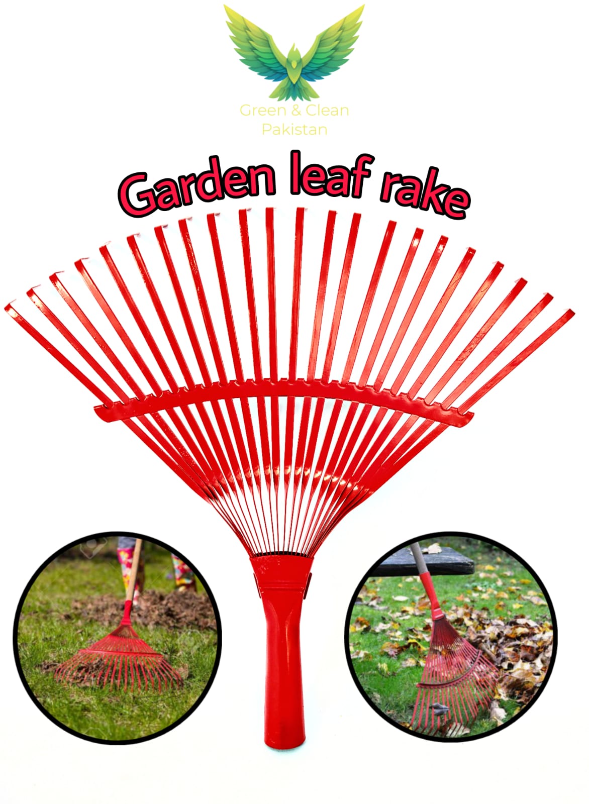 Garden Rake with 22 Steel Teeth - Garden Rake Head for leaves (Without ...