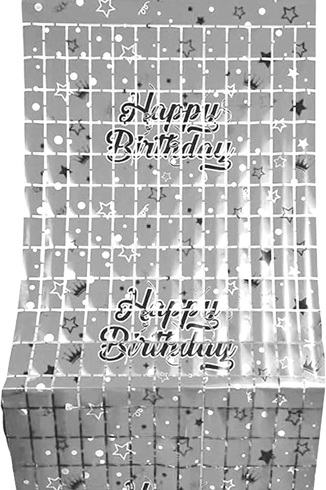 Happy Birthday Printed Square Foil Curtain Backdrop Sequin Curtains ...