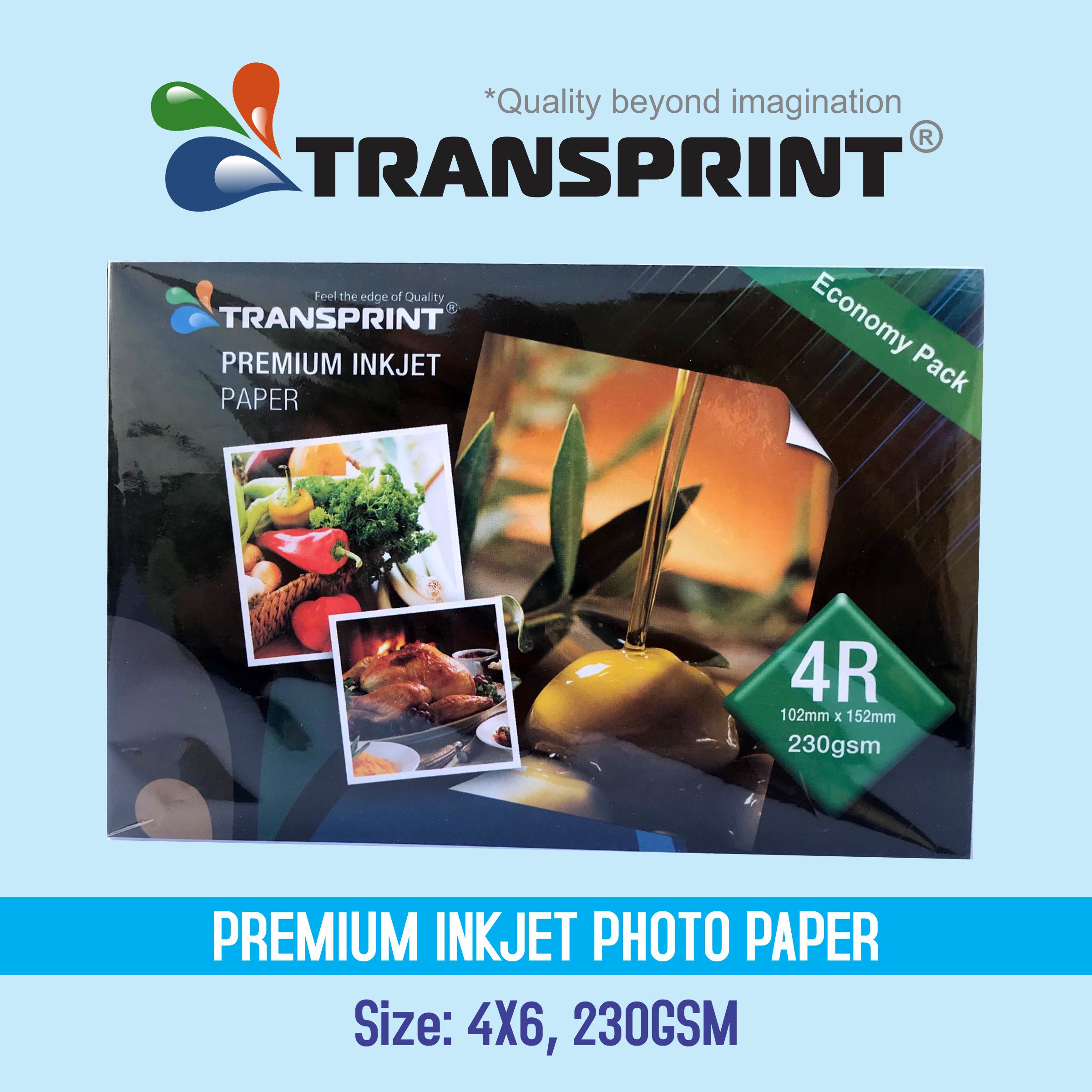 High Glossy Photo Paper Transprint 100 Sheet , Size 4X6, 230G All Inkjet Printers | Daraz.pk