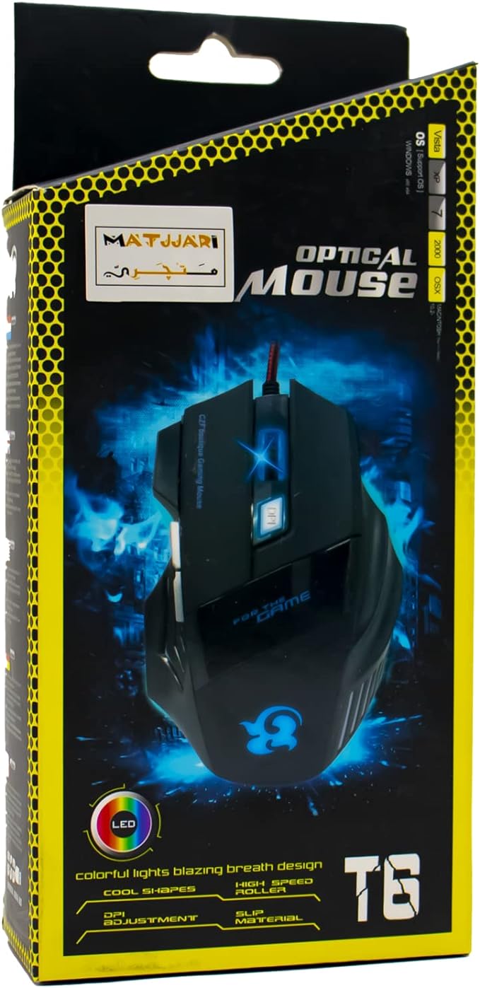 Matjjari T6 Wired Optical Mouse - Black GAMING MOUSE WIRED | Daraz.pk