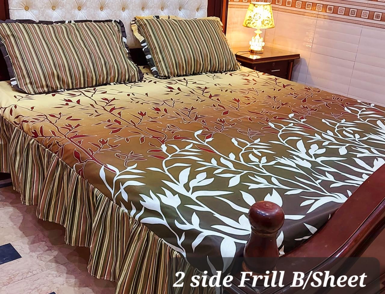 cotton frill bedsheet 3pcs frill bed sheets | Daraz.pk