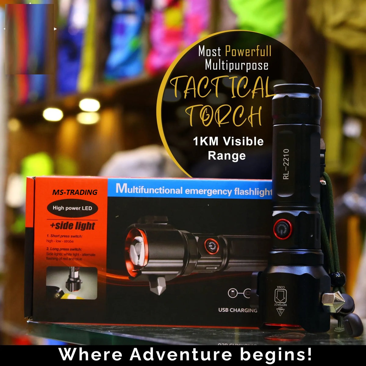 Super 8800mah Powerful Emergency Flashlight & Charging Bank Waterproof ...