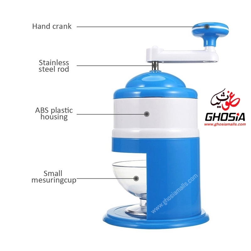 Manual Ice Crusher with Transparent Bowl Household Handheld Snow Gola ...